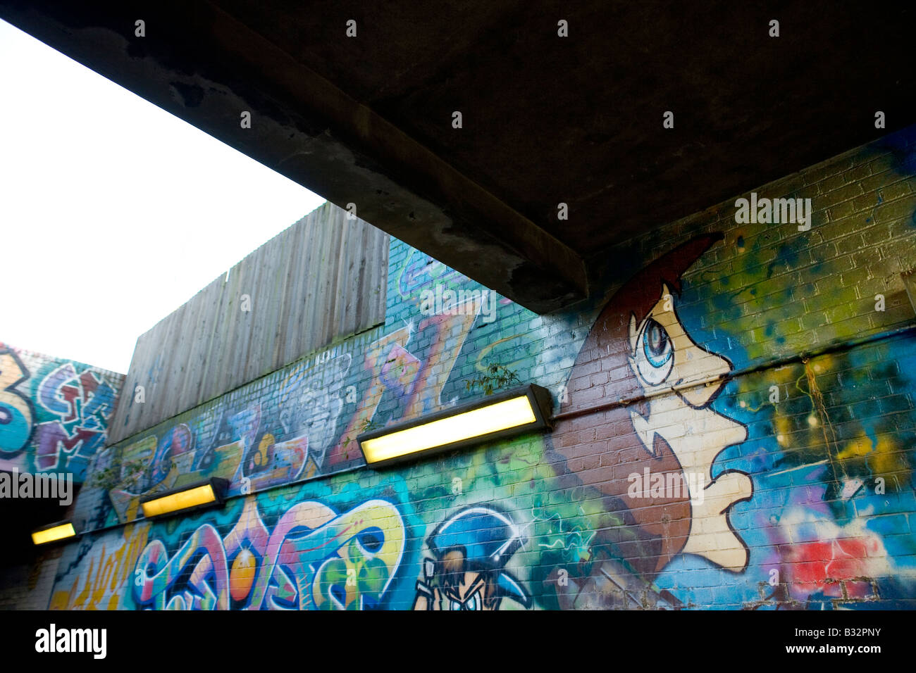 Retro graffiti on underpass/ subway walls in London Stock Photo - Alamy
