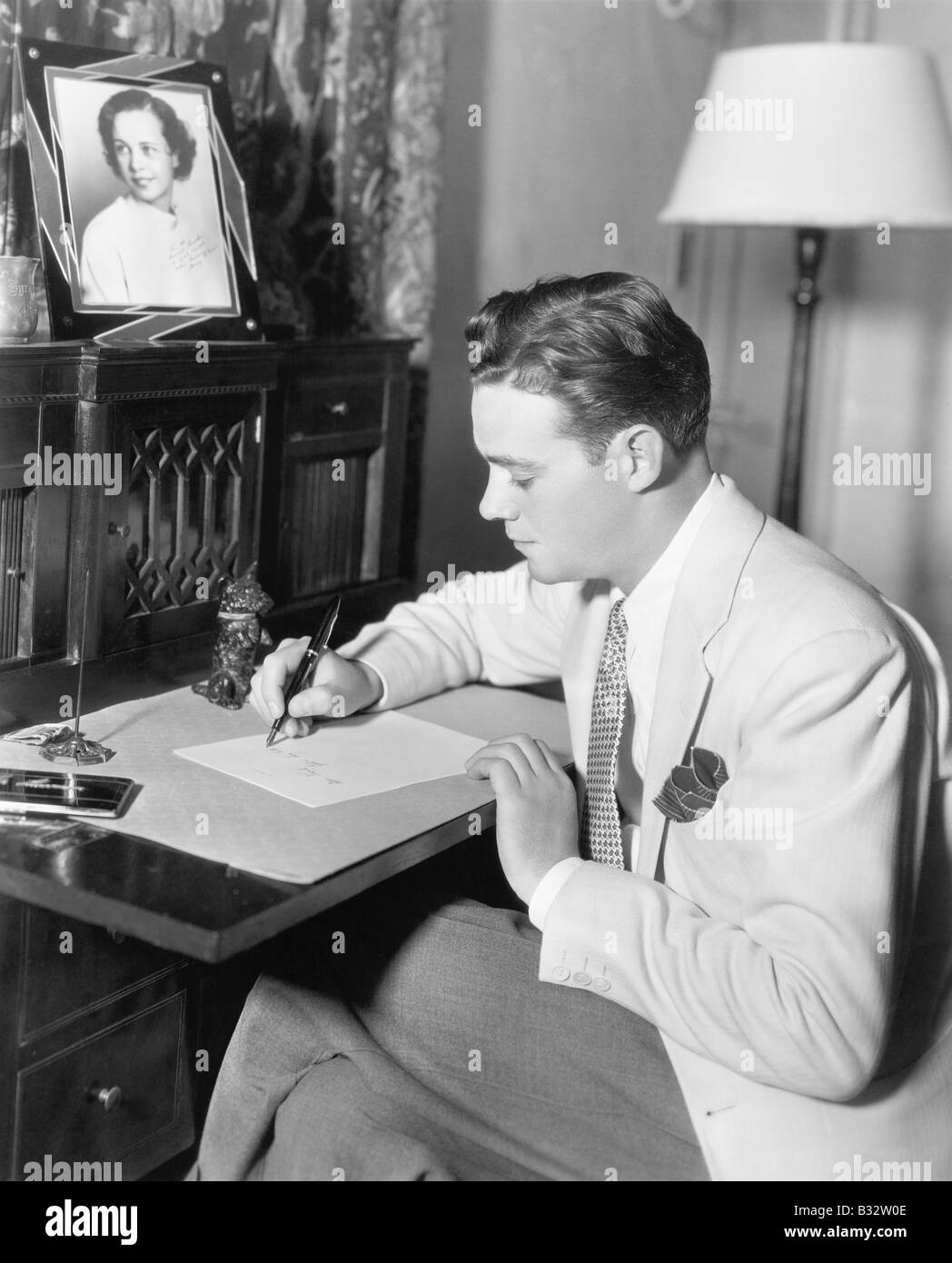 Well dressed man desk Black and White Stock Photos & Images - Alamy