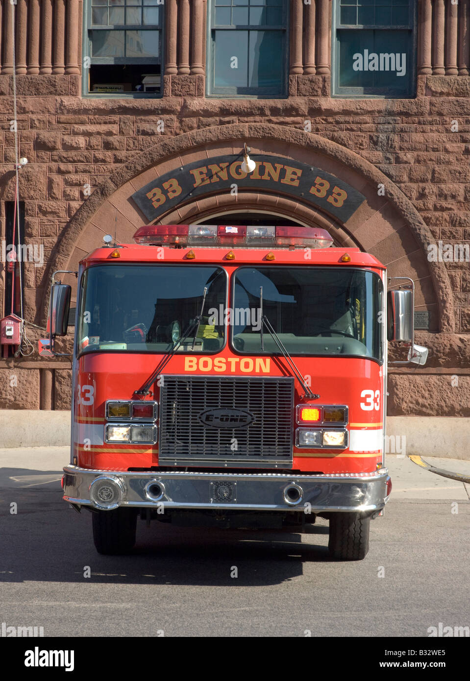 Boston fire engine at Engine 33 on Boylston Street in Boston ...