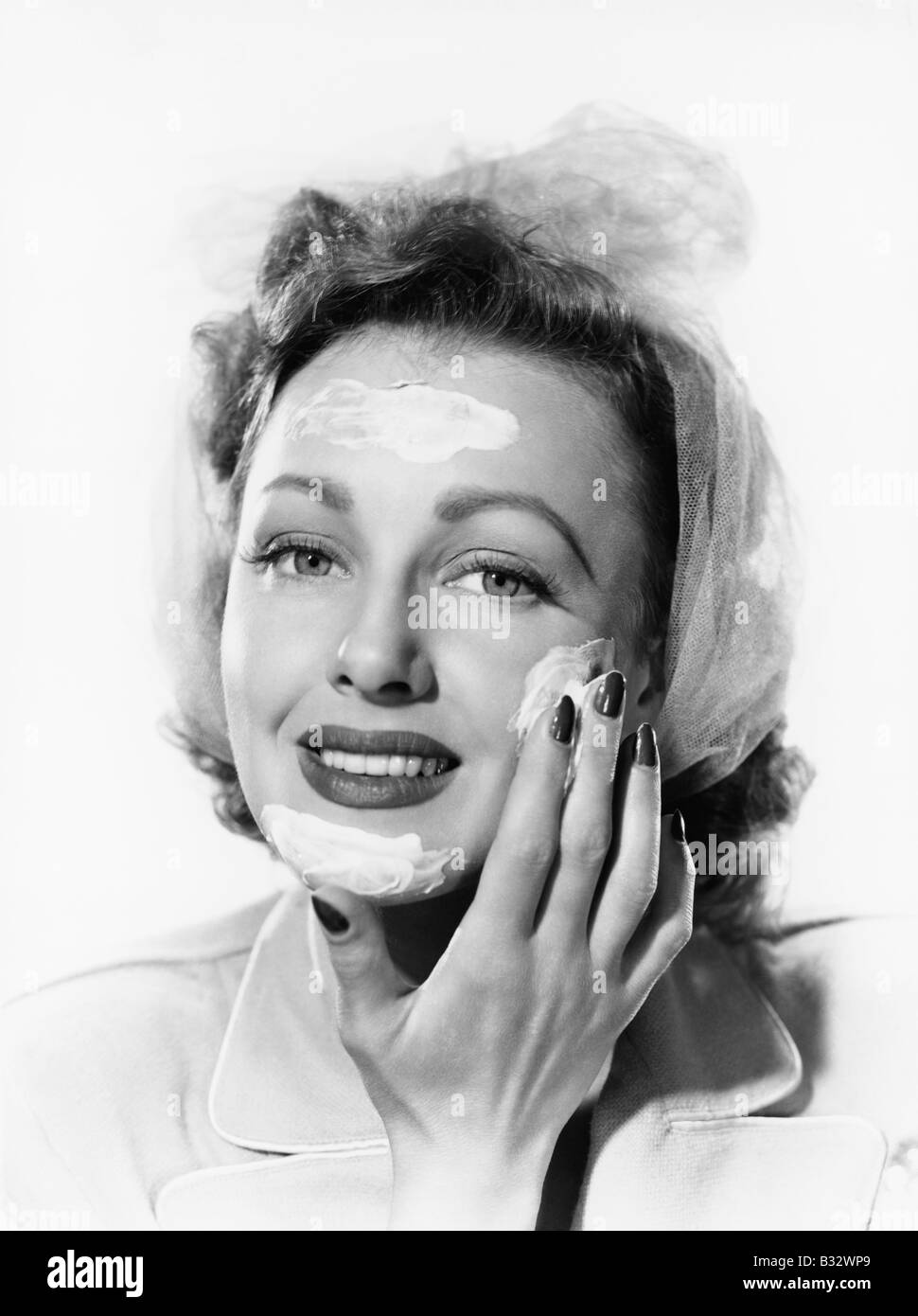 Face female cream attractive Black and White Stock Photos & Images - Alamy