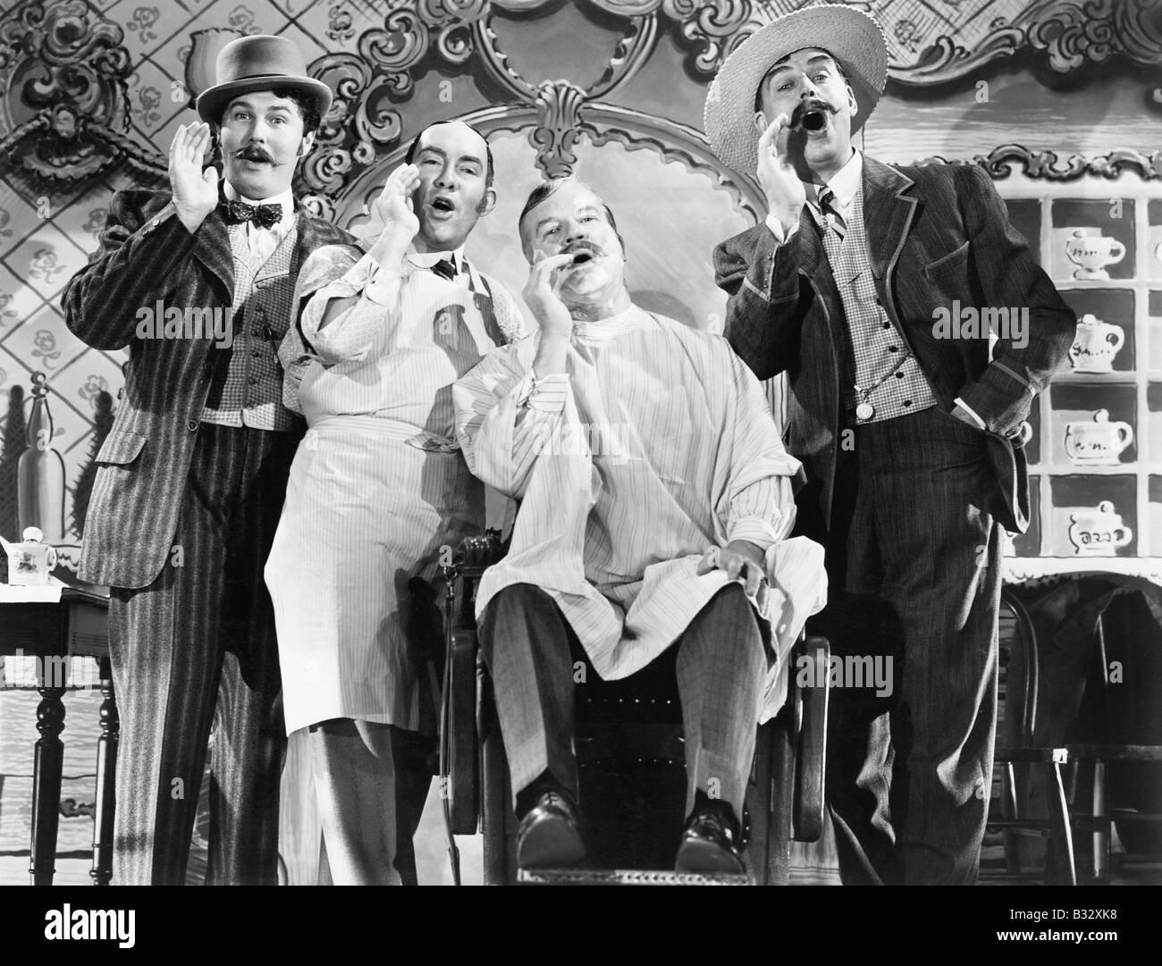Four men at a barber shop singing Stock Photo - Alamy