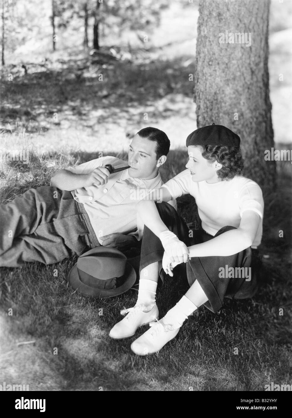 Woman under trees Black and White Stock Photos & Images - Alamy