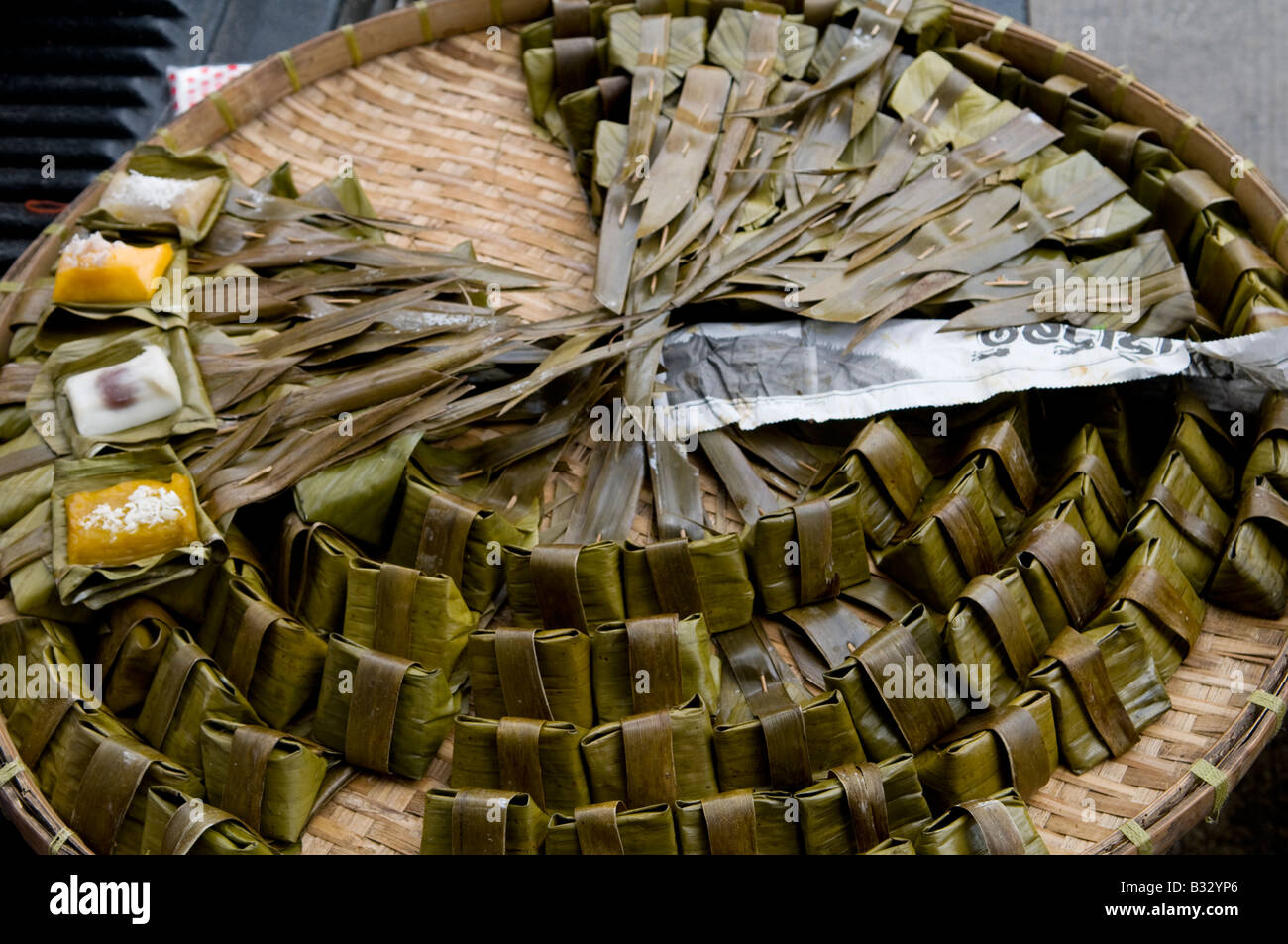 Sticky rice steamed in Pandan leaves. Bangkok, Thailand Stock Photo - Alamy