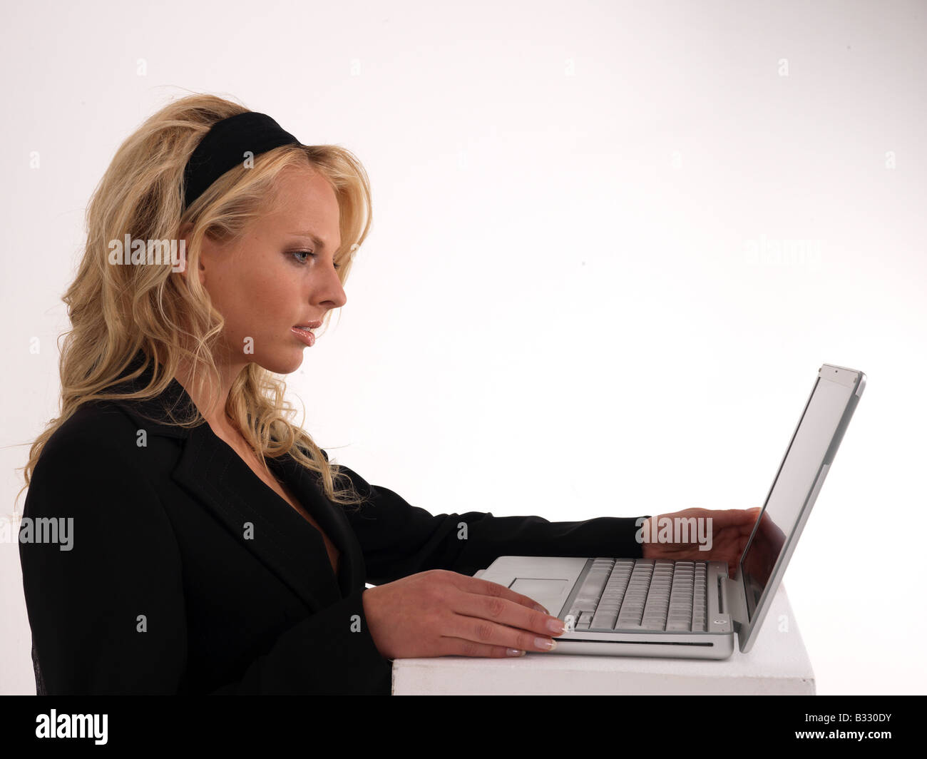 Woman with Notebook Stock Photo - Alamy