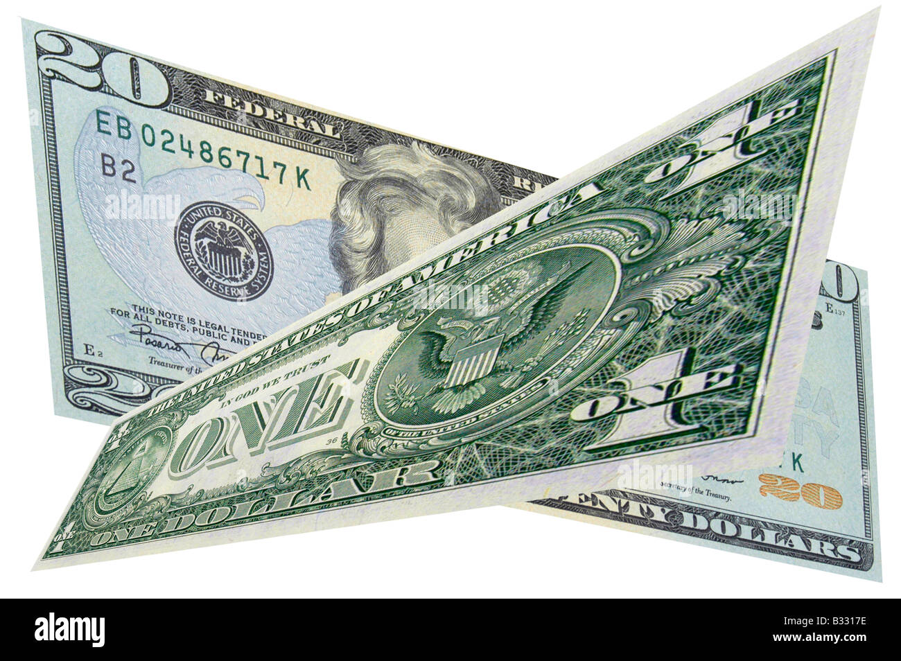 Dollar und 20 Dollar Banknote Stock Photo - Alamy