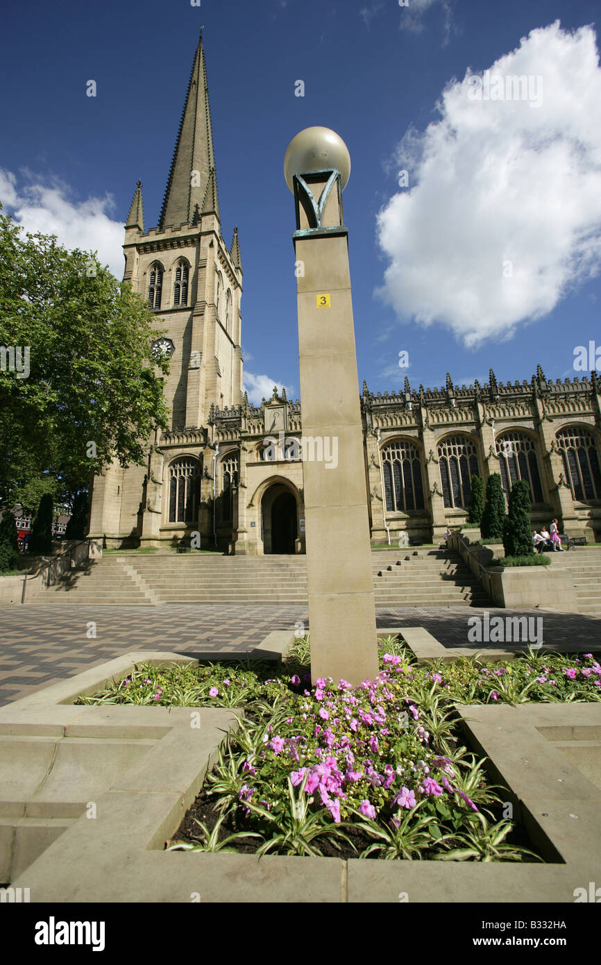 City of Wakefield, England. View of the spire and south facade of ...