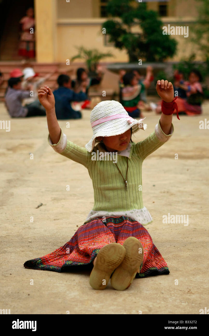 Flower Hmong children at a village school near Bac Ha, north eastern ...