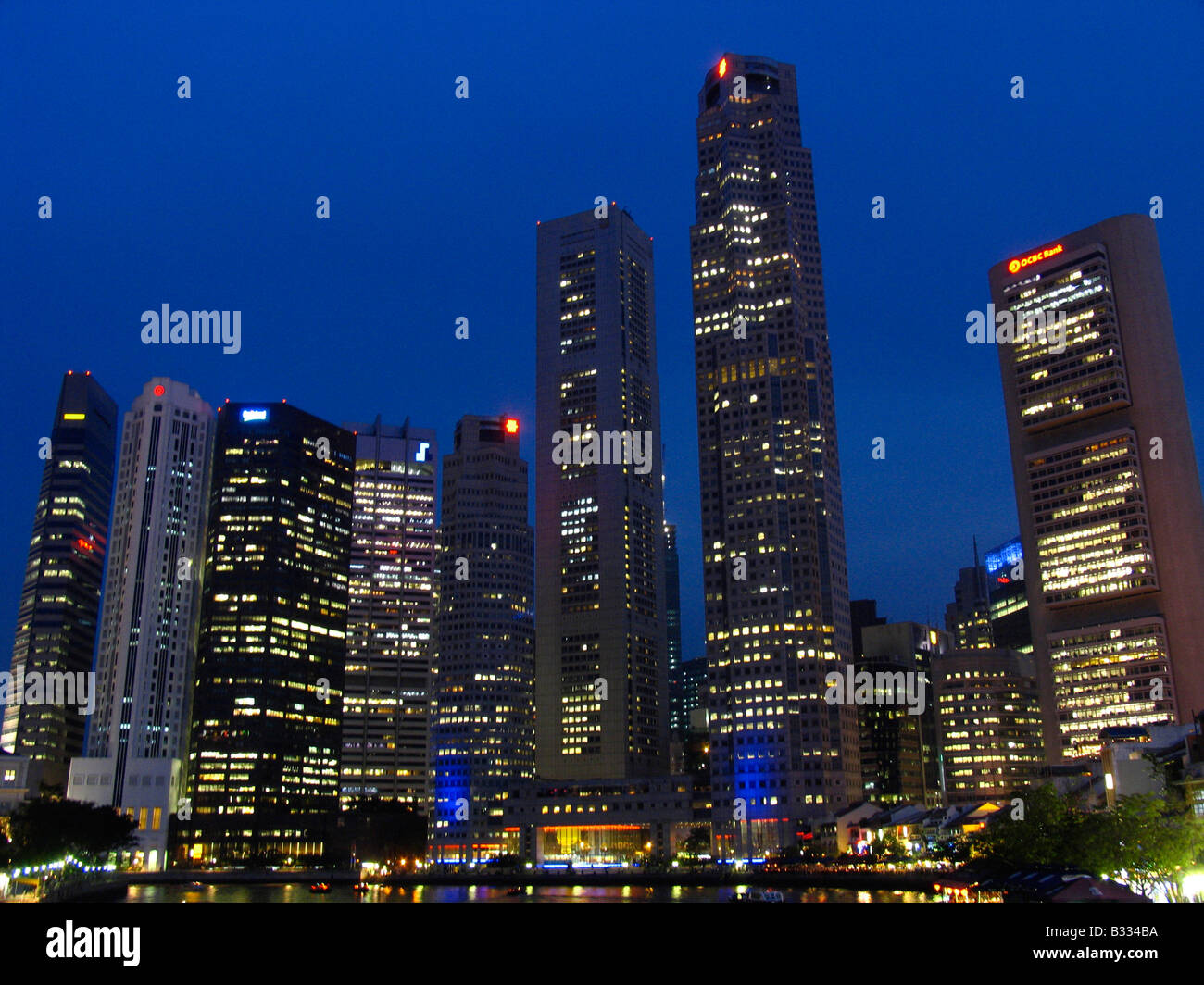 Singapore at night, the Riverside Stock Photo - Alamy