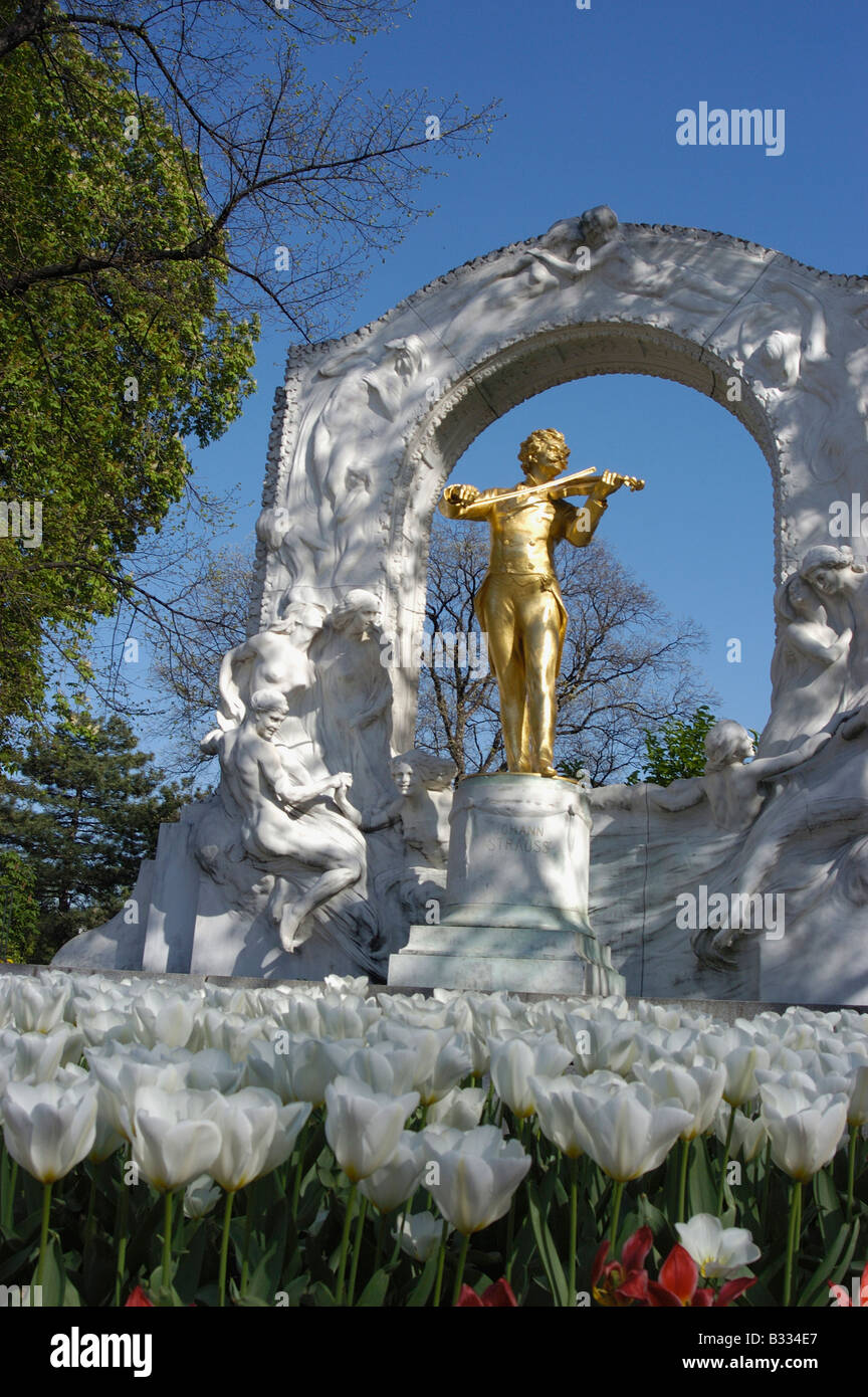 Johann Strauss monument in spring Stock Photo - Alamy