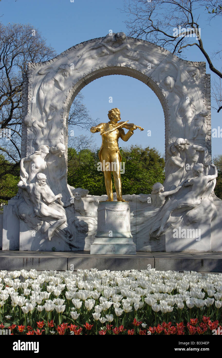 Johann Strauss monument in spring Stock Photo - Alamy