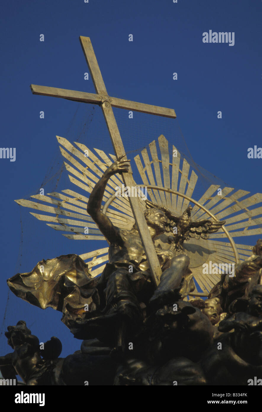 detail of the plague column with cross Stock Photo - Alamy