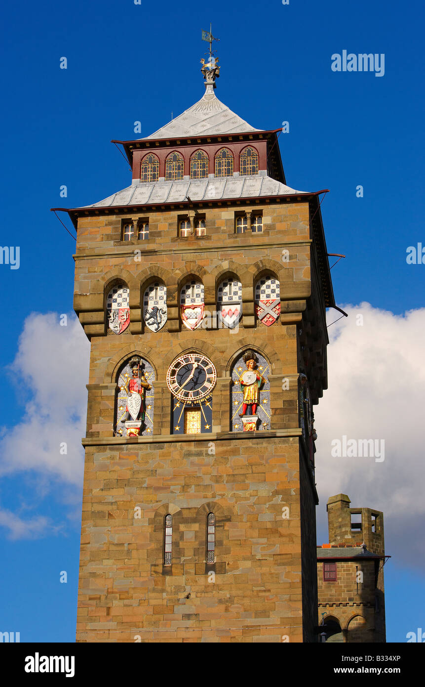 Cardiff Castle Clock Tower, Cardiff, Wales, UK Stock Photo - Alamy