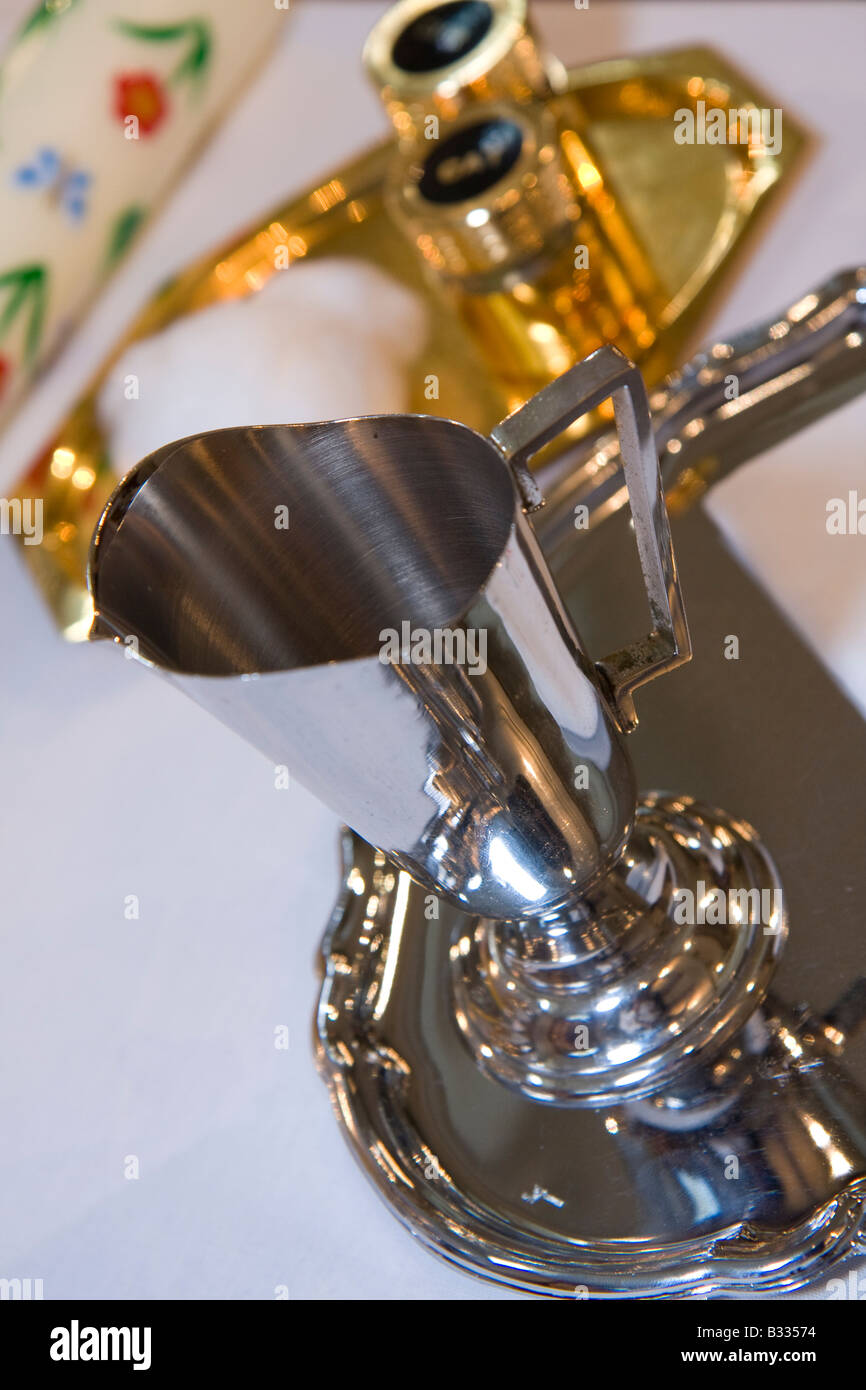 baptism utensils in church Stock Photo - Alamy