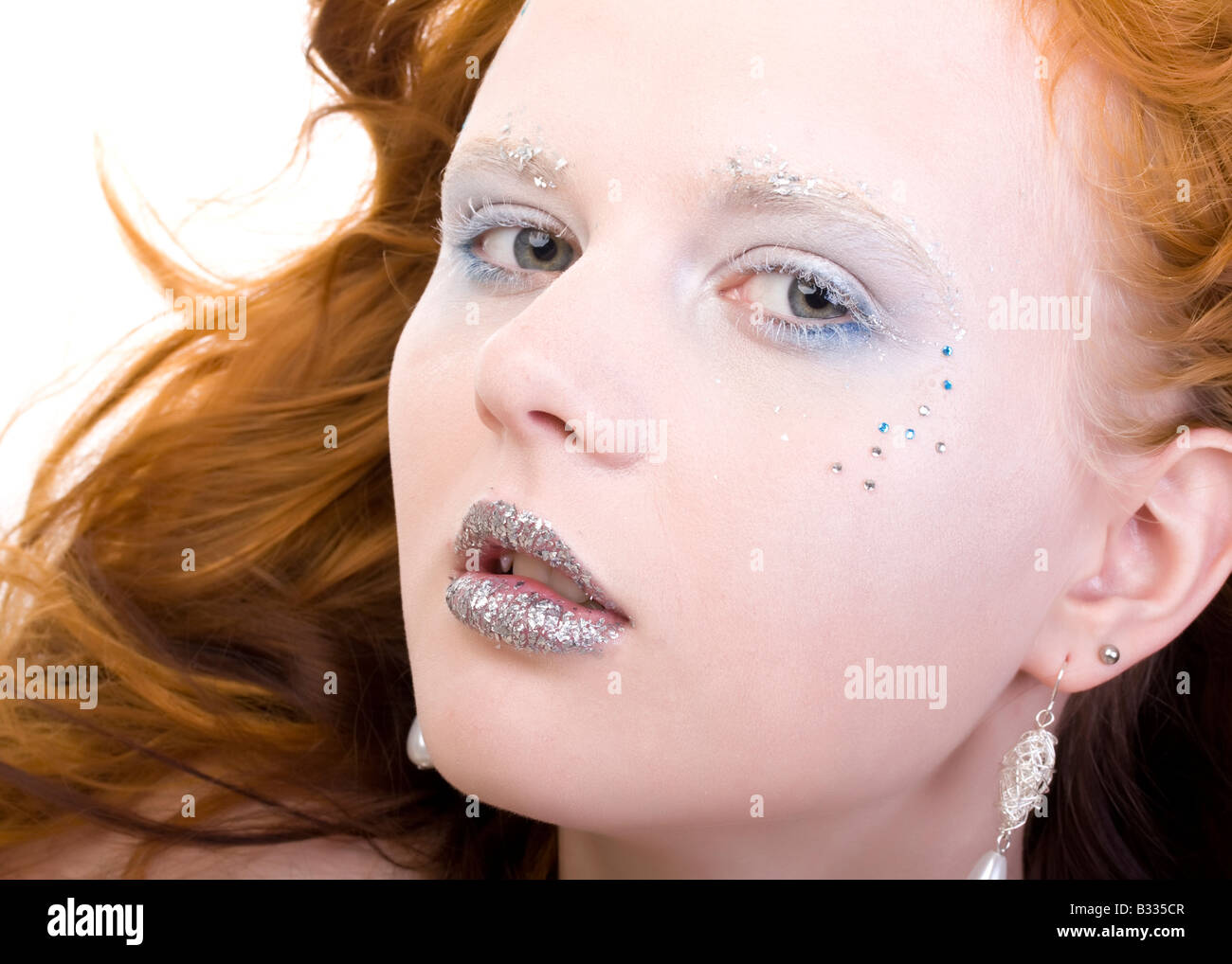portrait of red-haired ice princess Stock Photo - Alamy