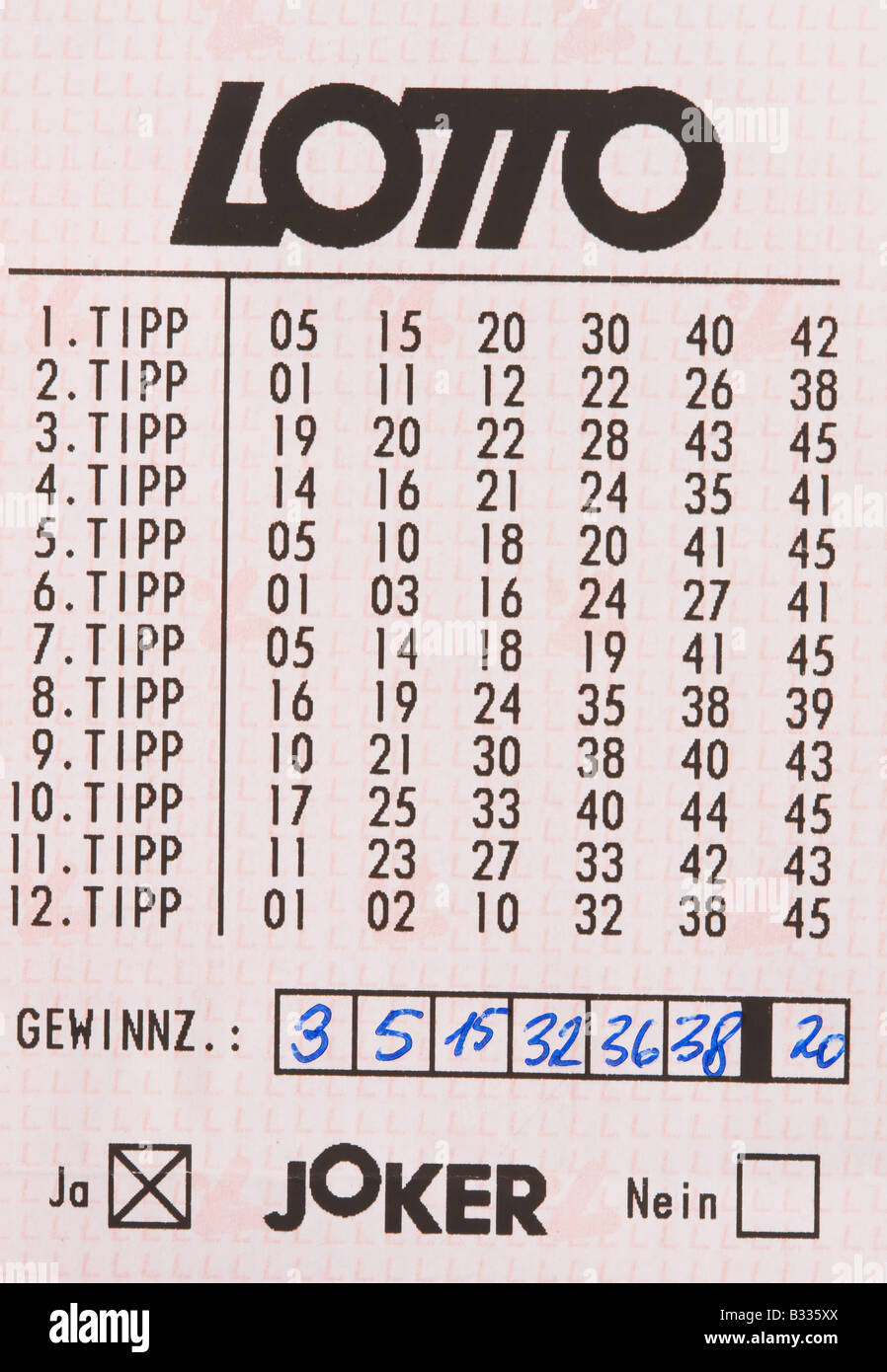 Austrian lottery ticket Stock Photo - Alamy