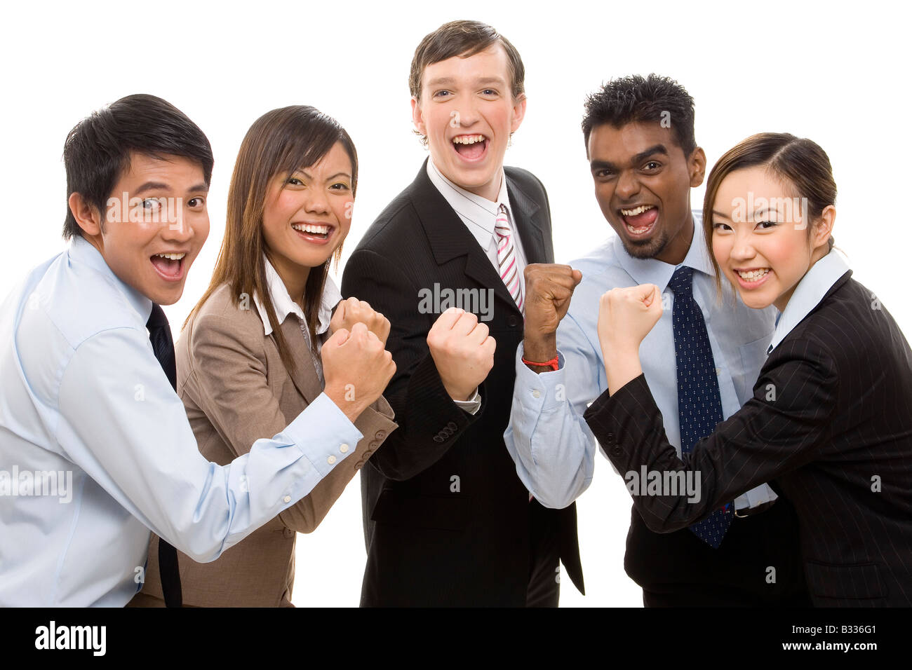 A group of business people celebrate their team success Stock Photo - Alamy