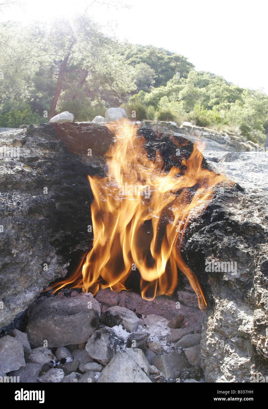 the eternal flames of Chimaira near Antalya; the mythical creature ...