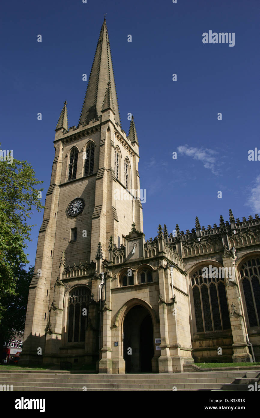 City of Wakefield, England. View of the spire and south facade of ...