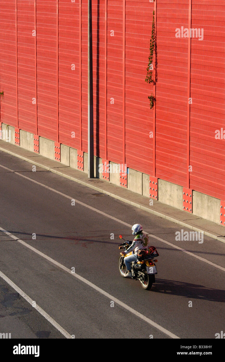 Motorcycle with noise barrier on the motorway Stock Photo - Alamy