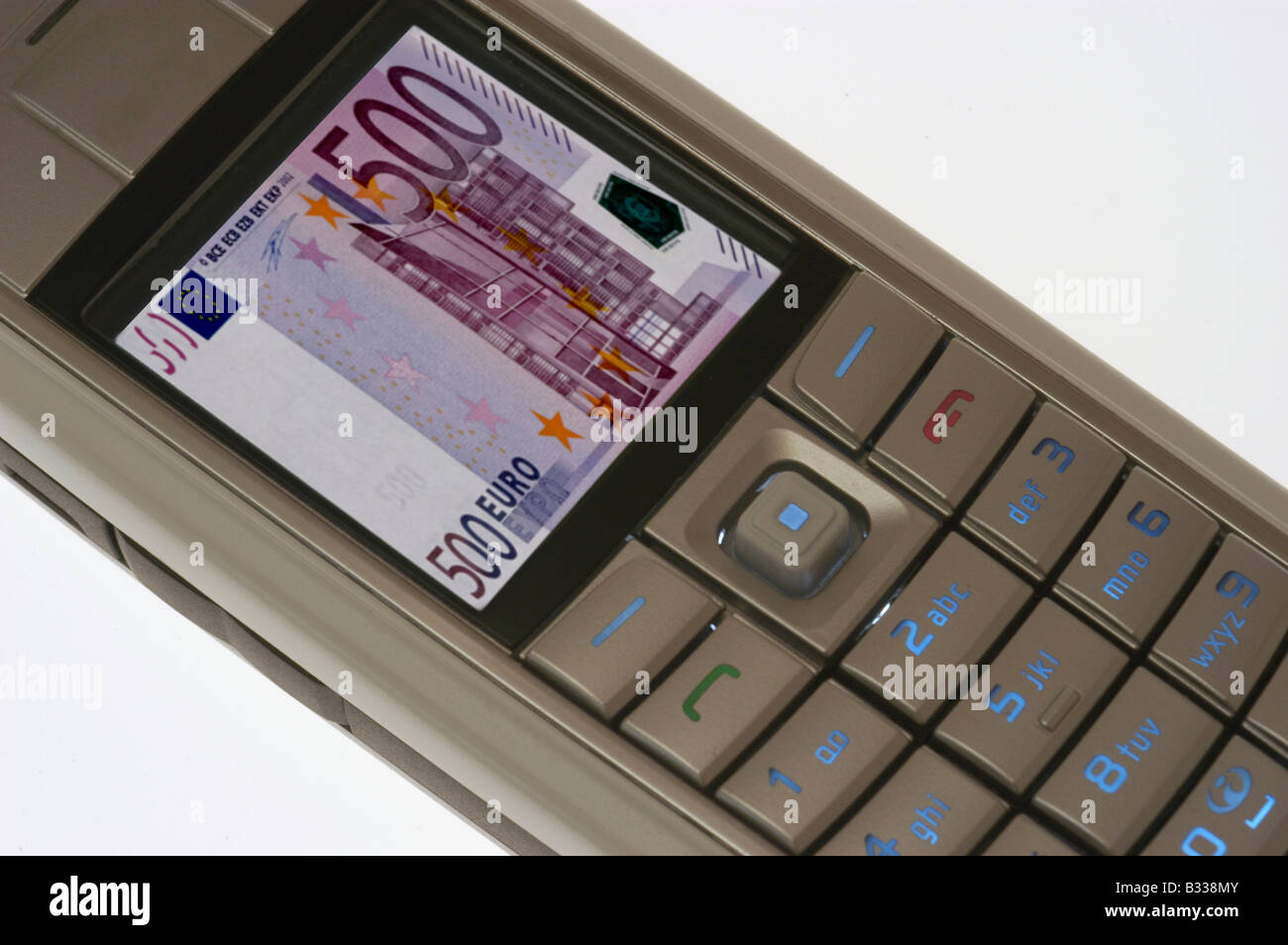 500 euro on the mobile phone display Stock Photo - Alamy