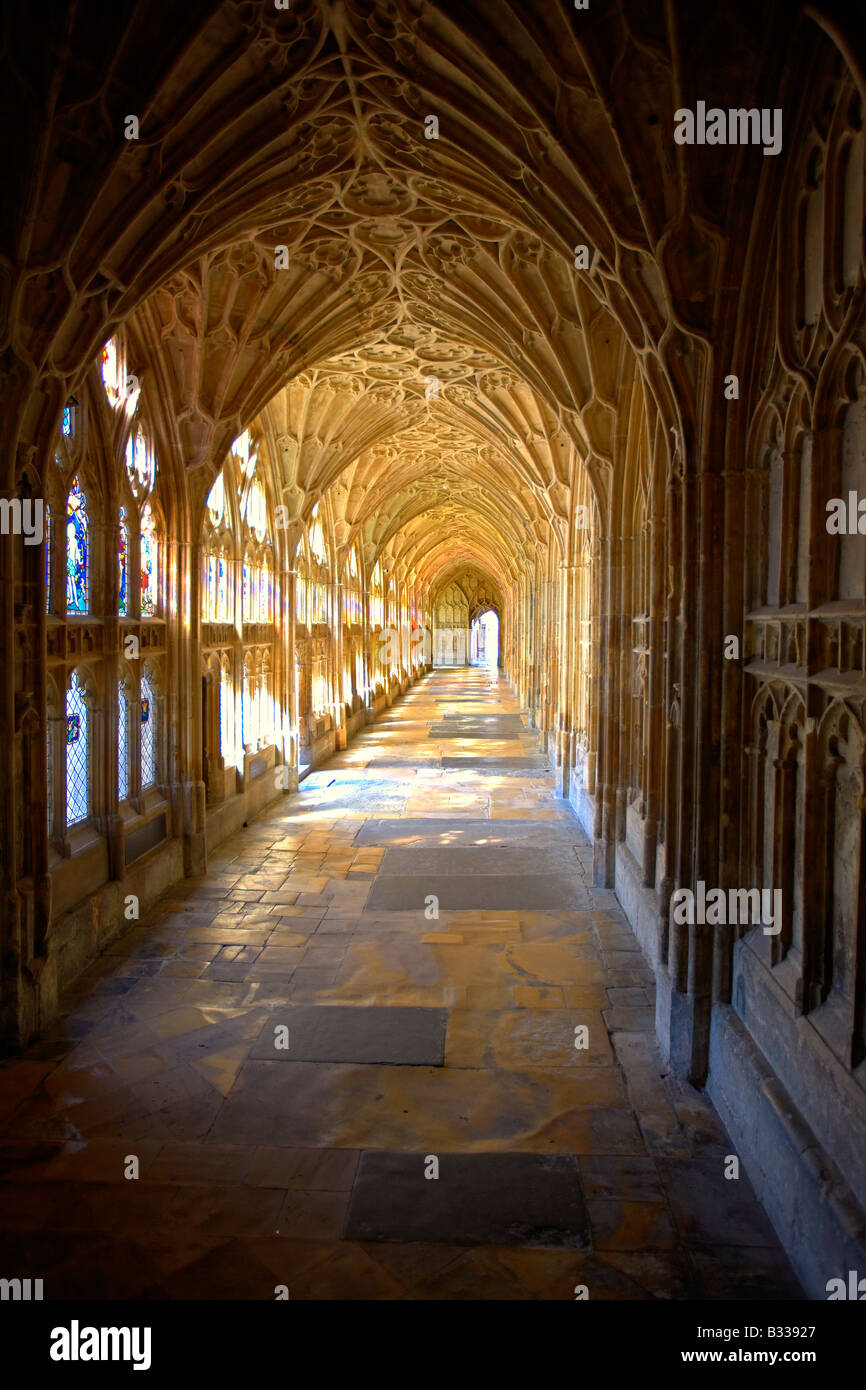 Cloisters in Gloucester Cathedral, Gloucester, England, UK Stock Photo ...