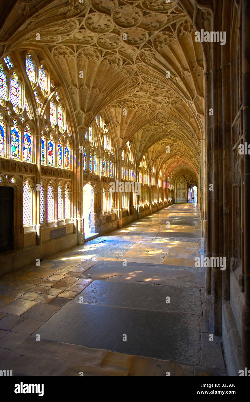 Cloisters in Gloucester Cathedral, Gloucester, England, UK Stock Photo ...