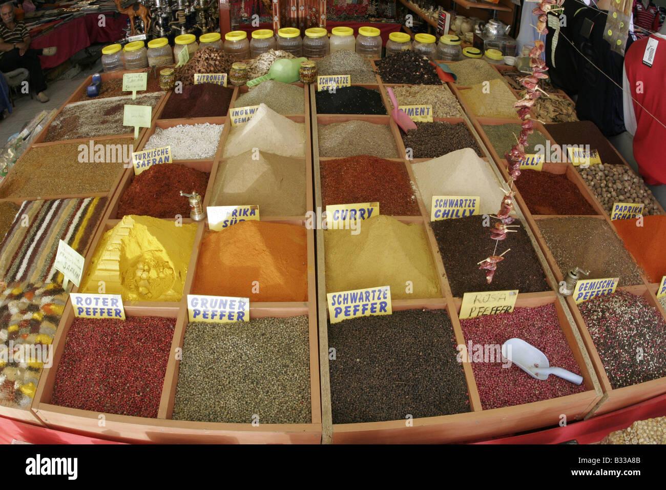 different spices on the market Stock Photo - Alamy