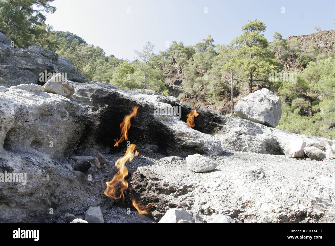 the eternal flames of Chimaira near Antalya; the mythical creature ...