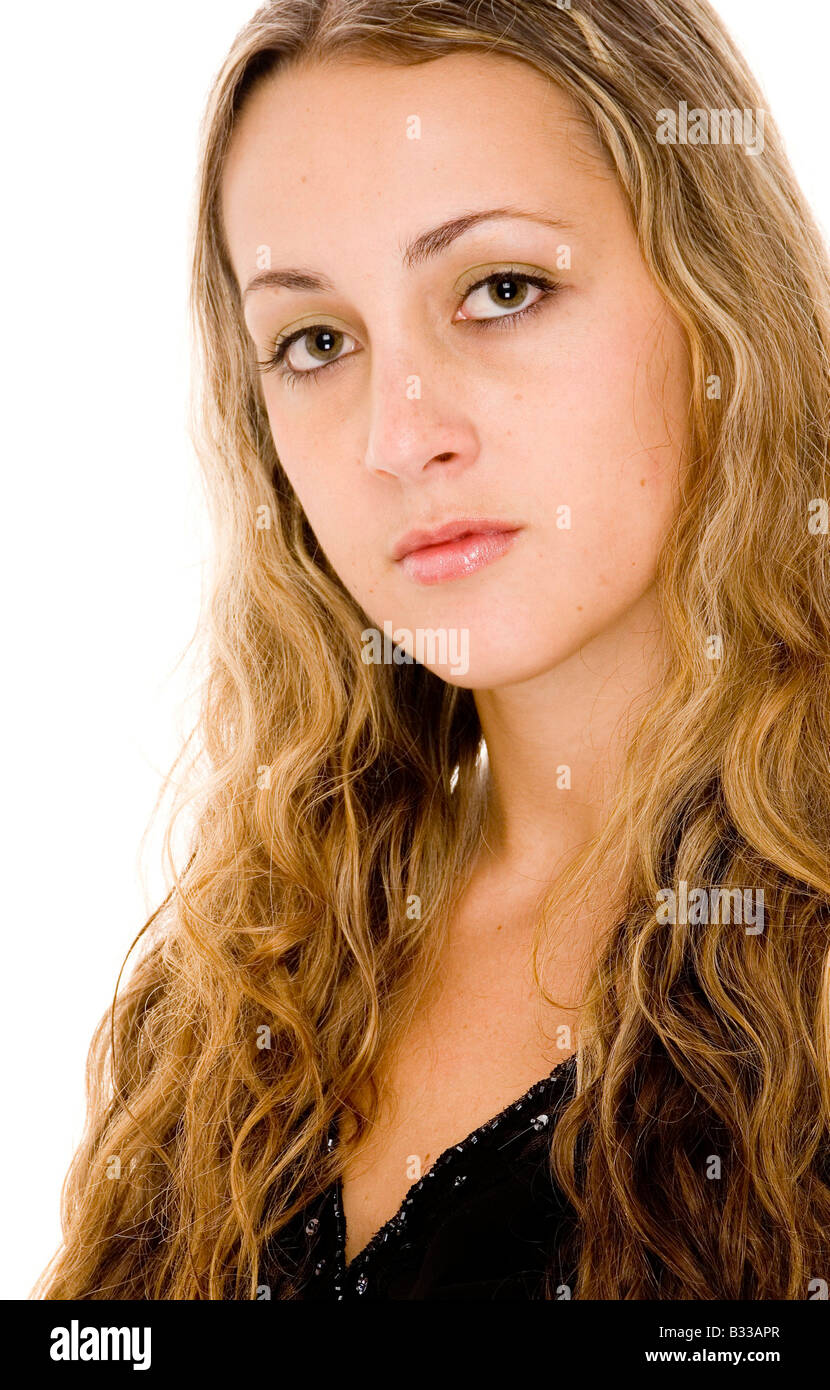 A pretty young woman stares at the camera Stock Photo - Alamy