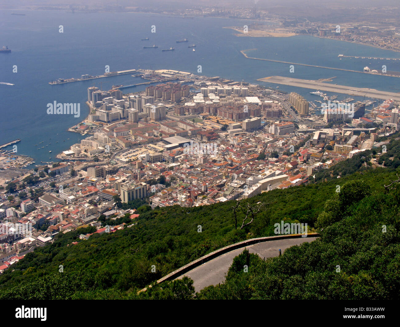 Overview of Gibraltar from the highest point Stock Photo - Alamy