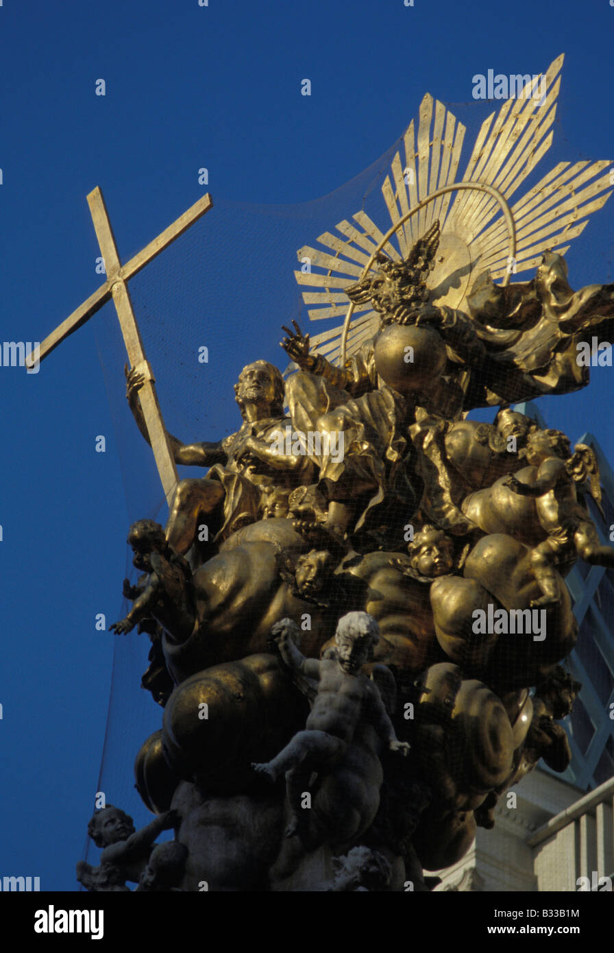 detail of the plague column with cross Stock Photo - Alamy