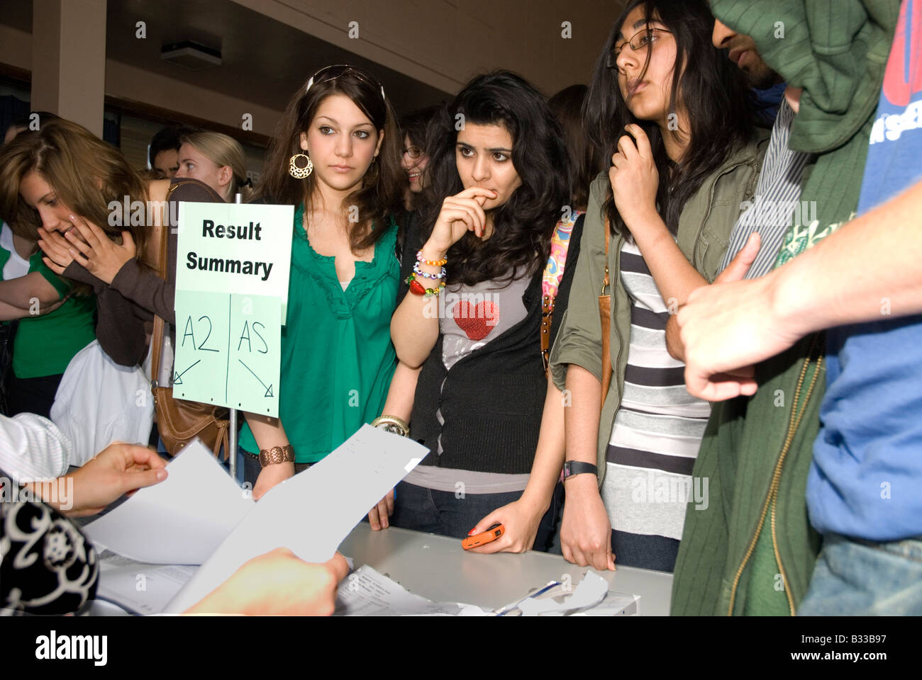 Secondary pupils getting their GCSE results at school UK Stock Photo ...