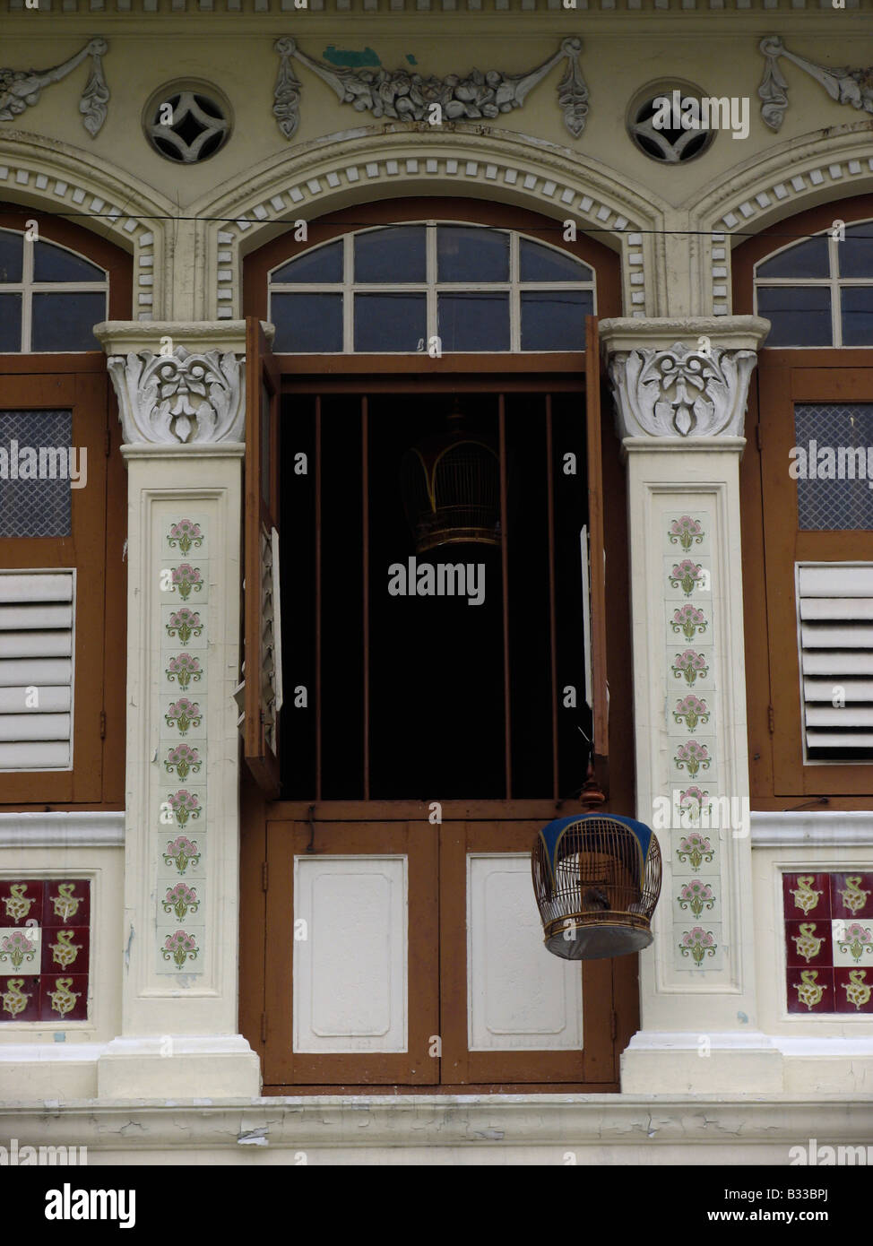 Detail of a traditional house, Singapore Stock Photo - Alamy