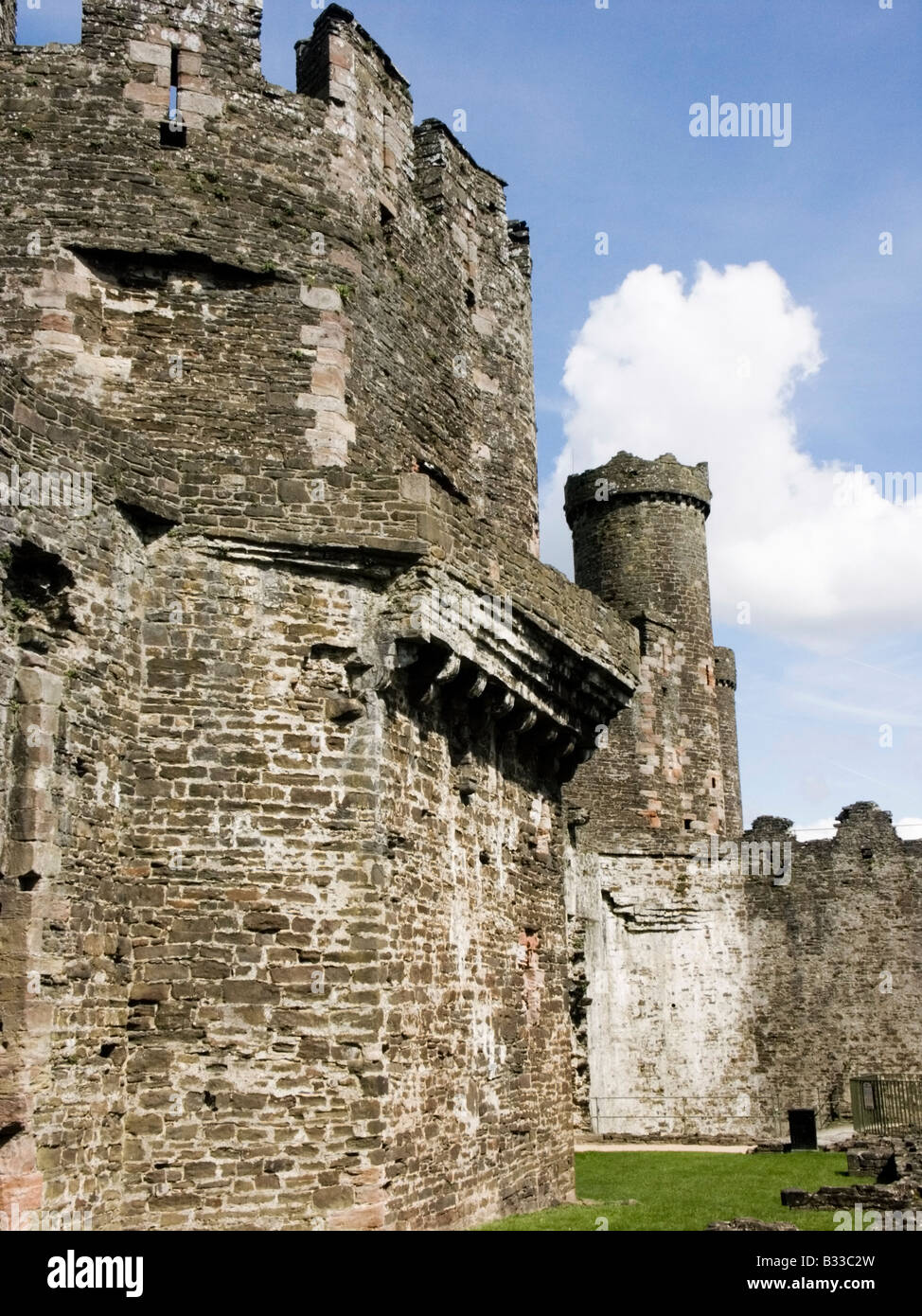 Kitchen Tower in the outer ward of Conwy Castle with Stockhouse Tower ...