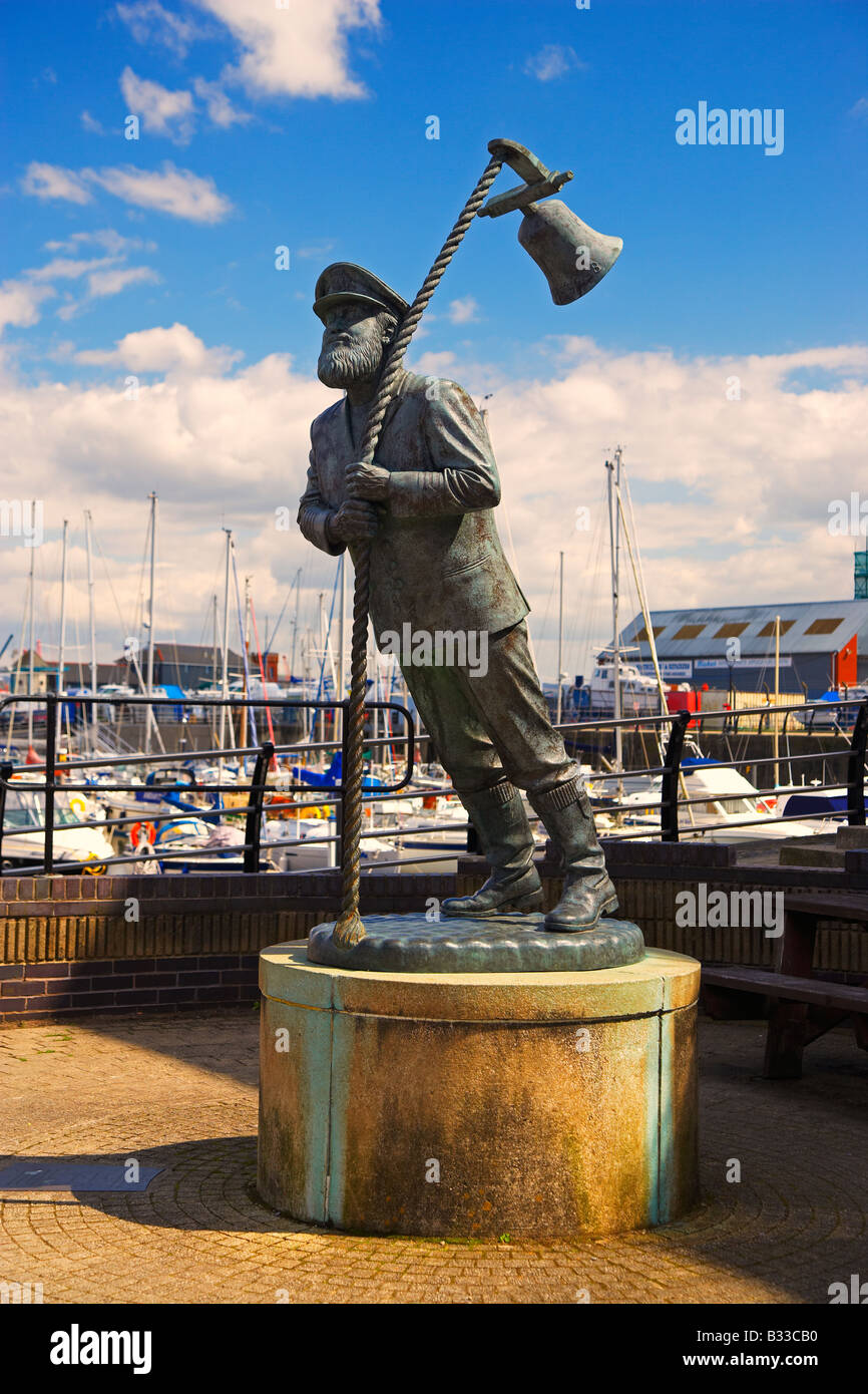 Statue of Captain Cat in Swansea Marina, Swansea, Wales, UK Stock Photo ...