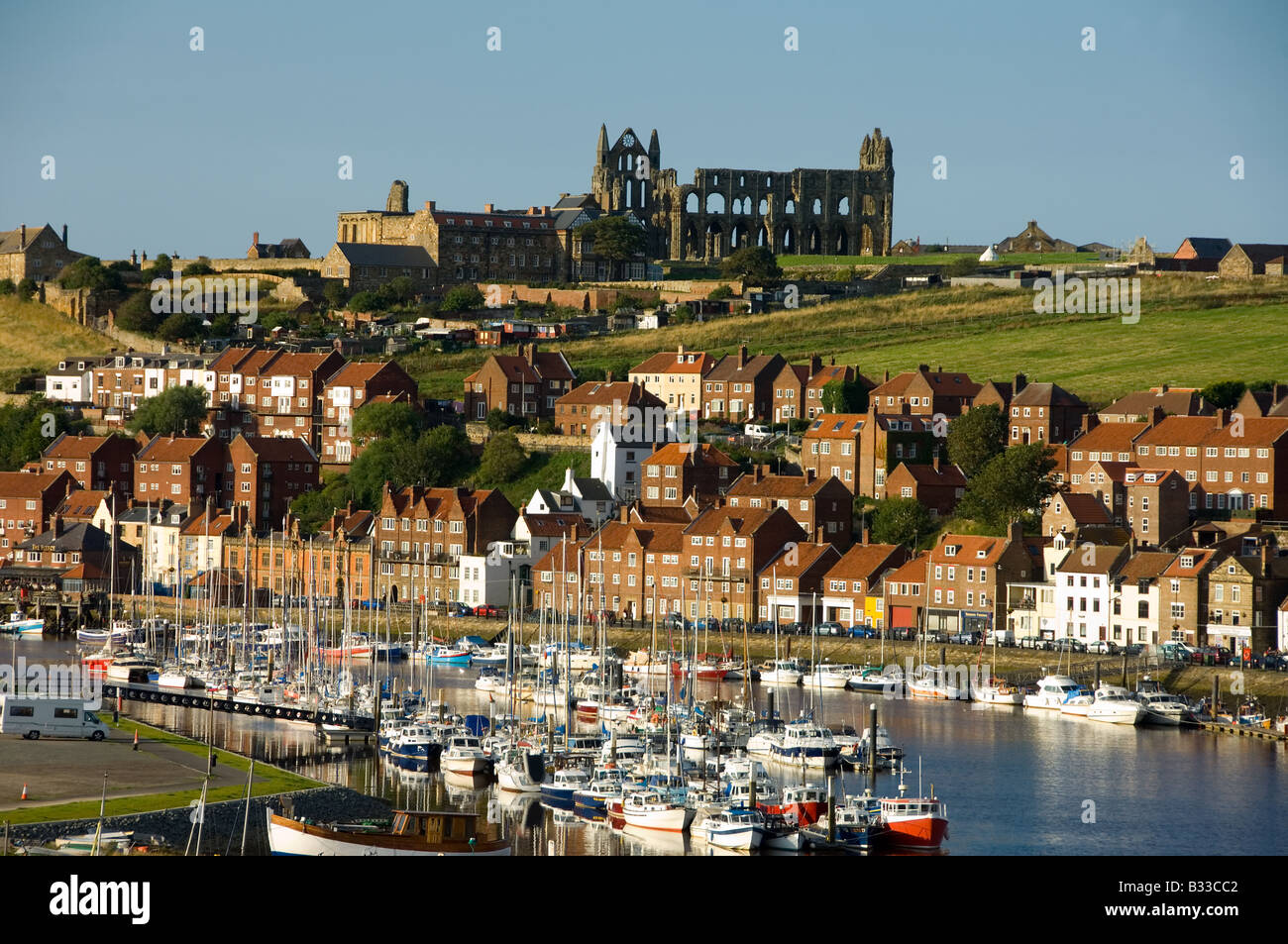 Whitby Abbey and harbour Stock Photo - Alamy