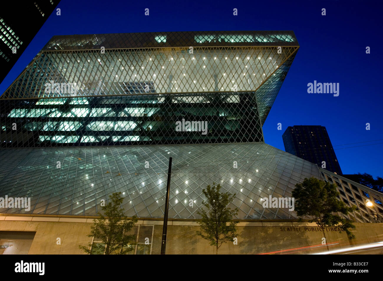 Seattle Central Library Evening Exterior Seattle Washington Stock Photo ...