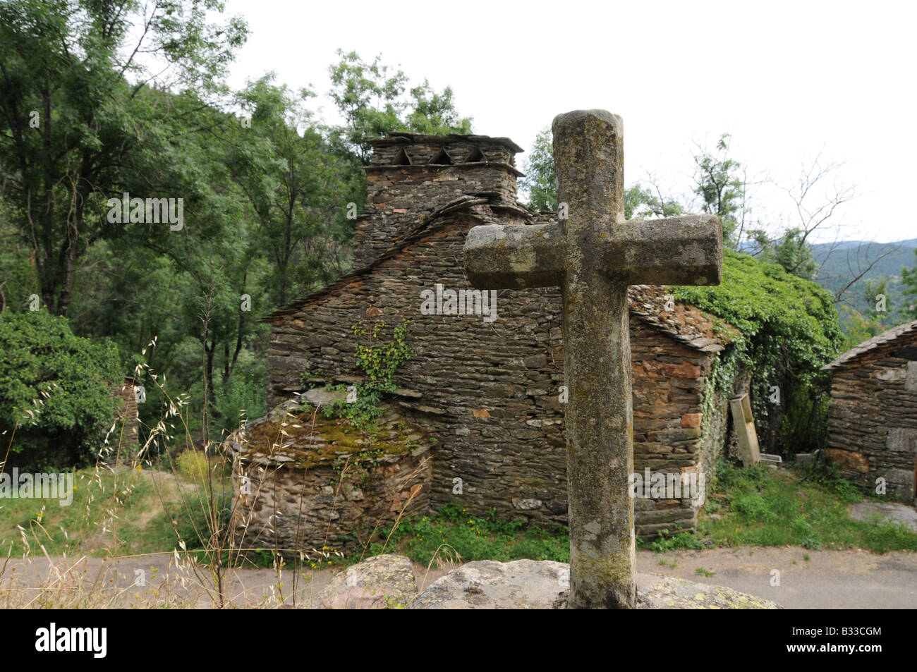 The hamlet of Lauzes in the Cevennes region of Gard, typical of many ...