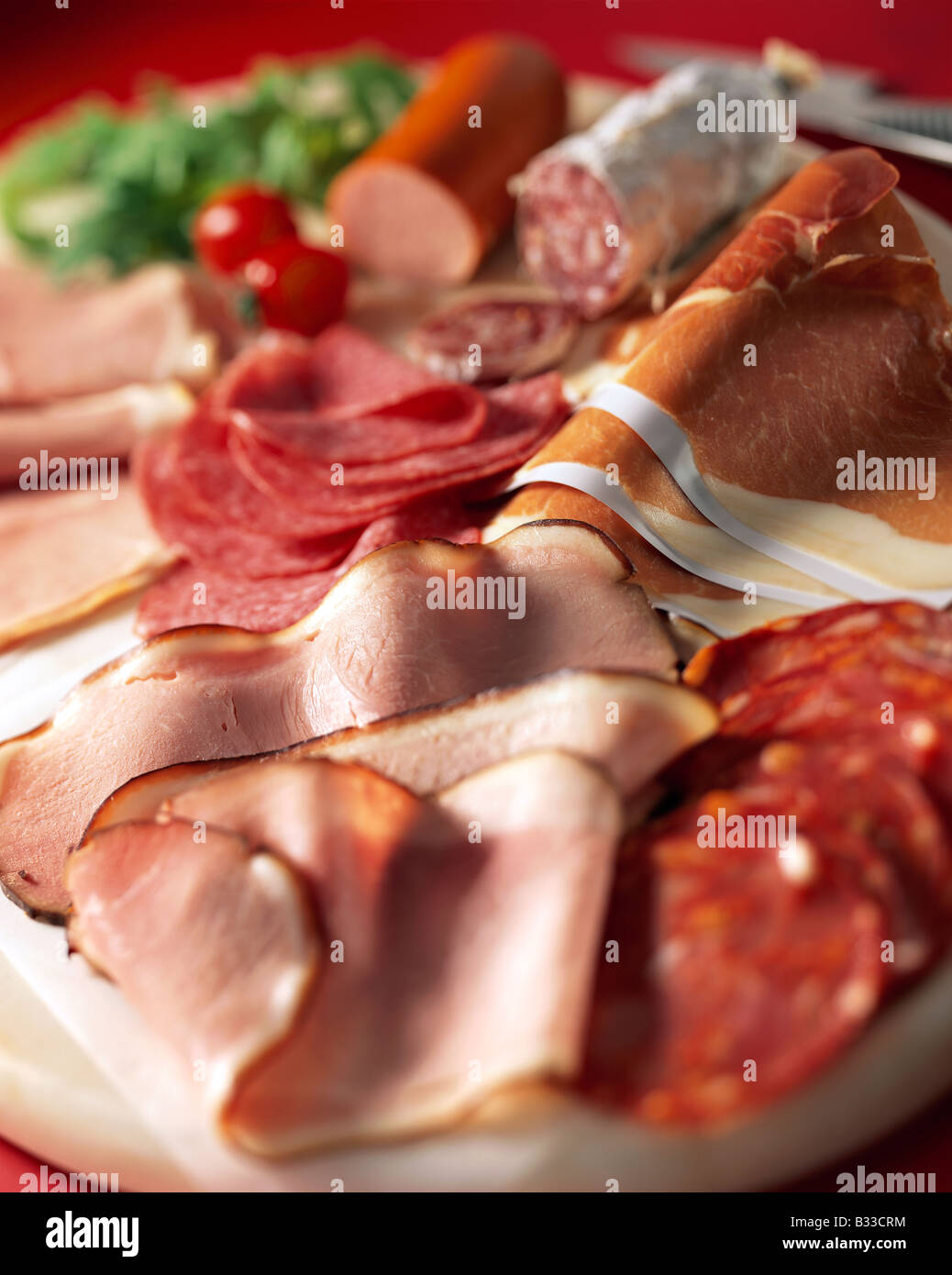 Italian delicatessen meats salami and ham editorial food Stock Photo ...