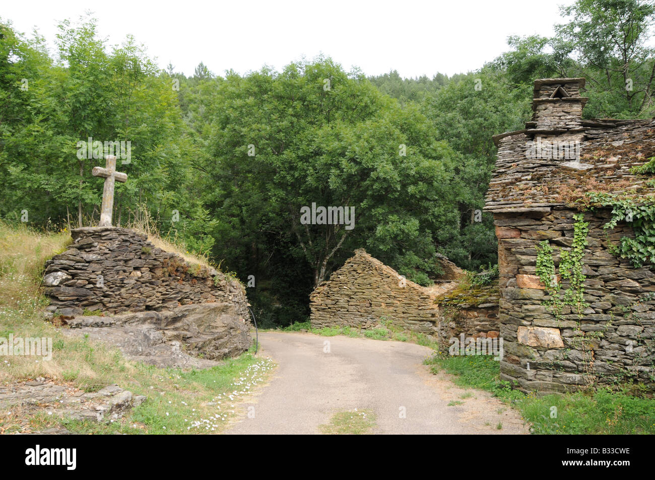 The hamlet of Lauzes in the Cevennes region of Gard, typical of many ...