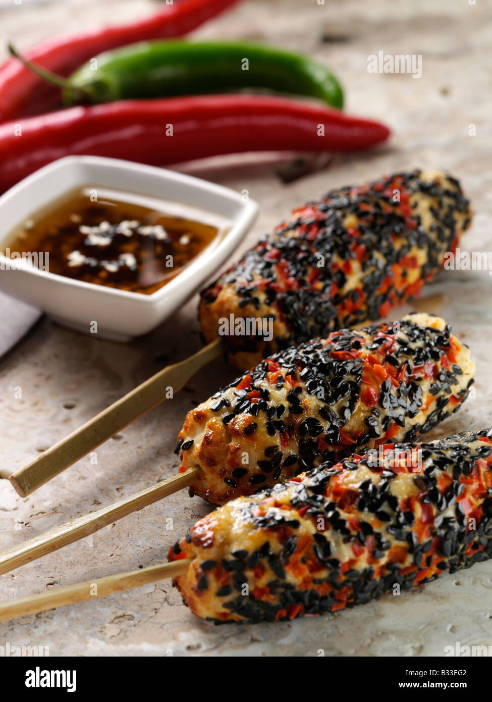 Chili chicken kebab editorial food Stock Photo - Alamy