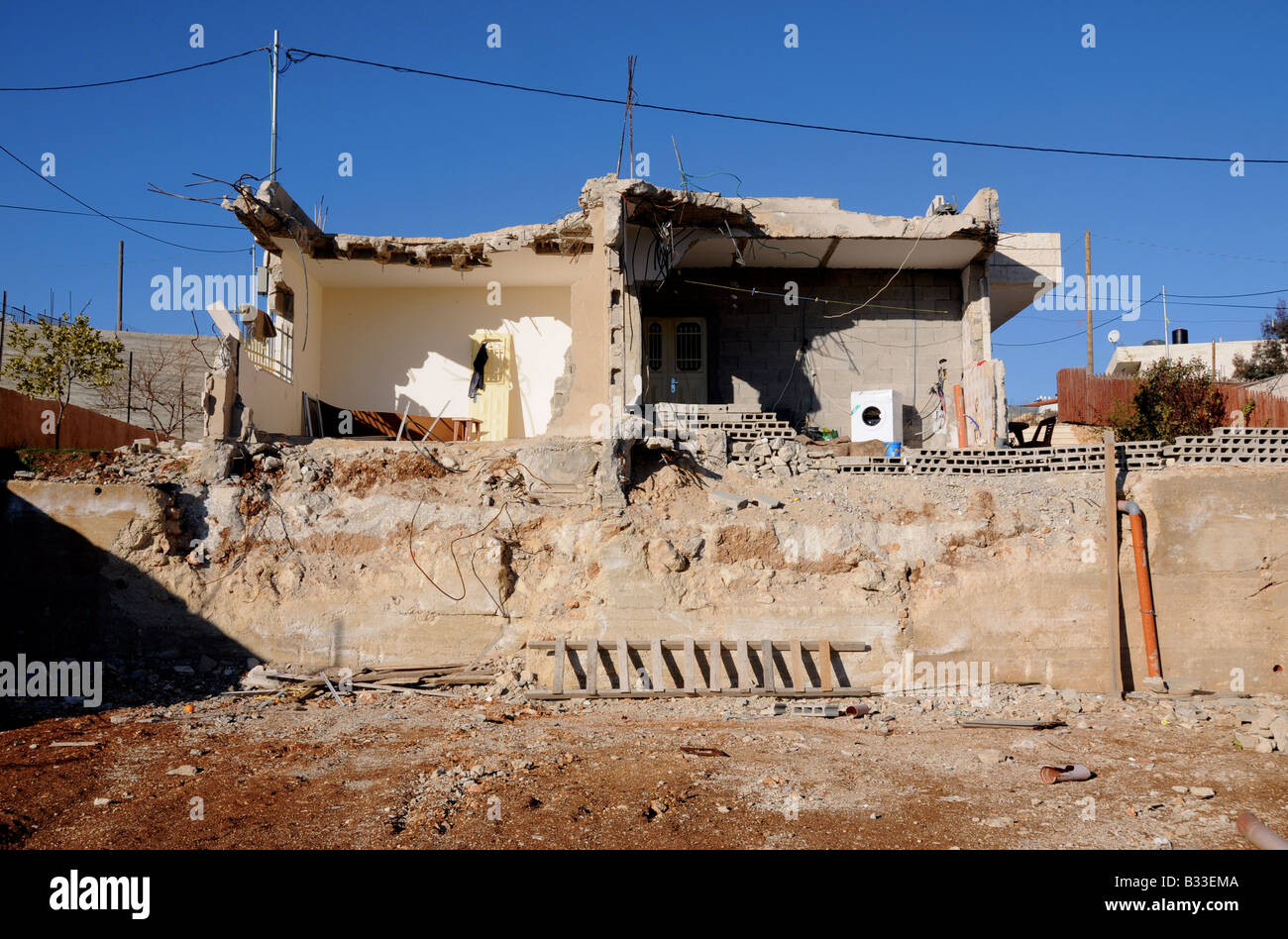 A demolished house in the Jerusalem neighborhood of Beit Hanina, where ...