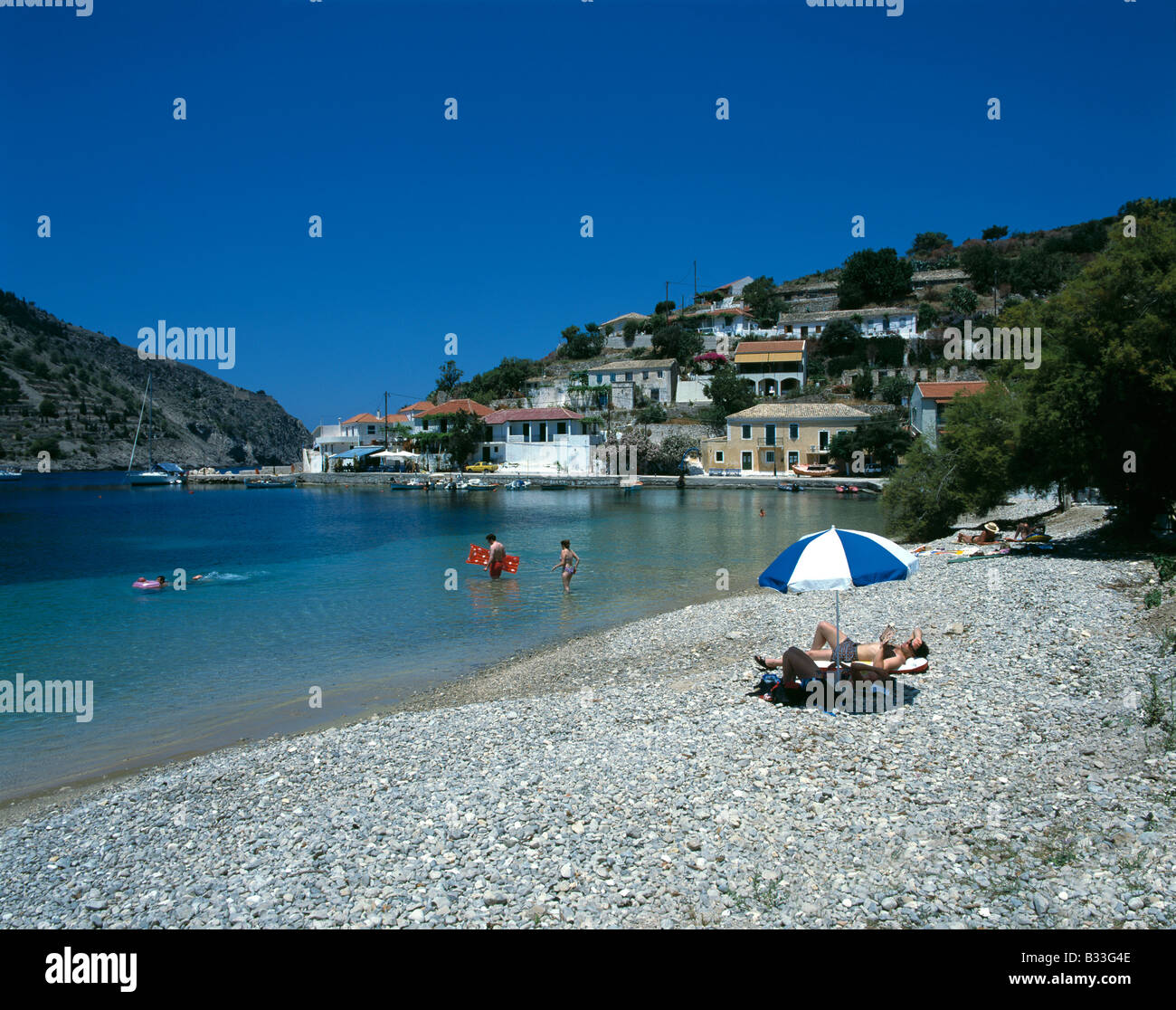 Beach at Assos, Kefalonia, Greece Stock Photo - Alamy