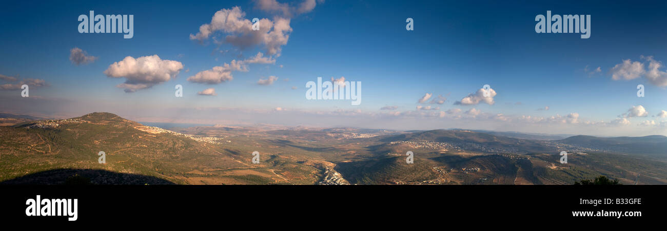 eastern Galilee panorama in late afternoon from mount Kamun Stock Photo ...