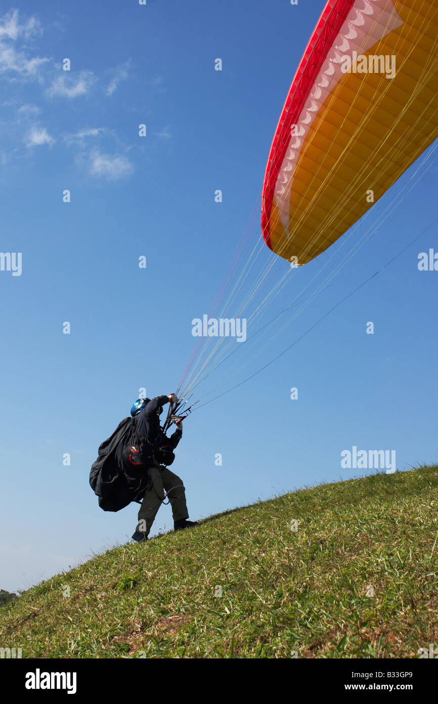 Take off for a paraglider flight Stock Photo - Alamy