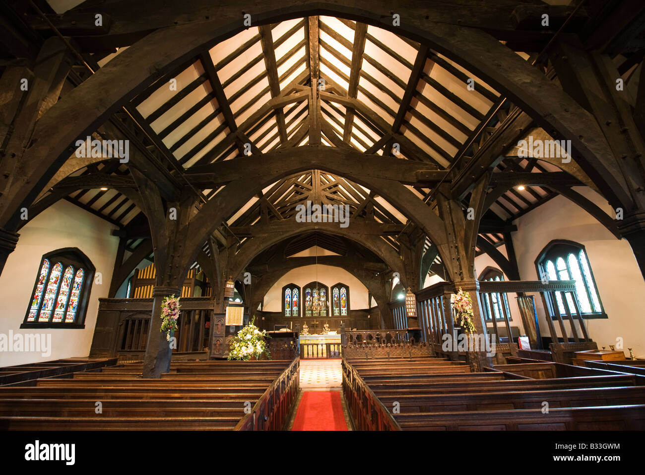 UK Cheshire Knutsford Lower Peover St Oswalds Church interior Stock ...