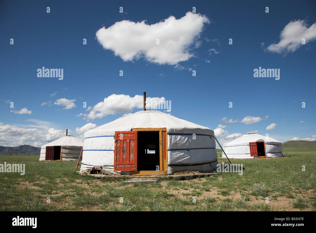 Traditional Ger tents in Elstei near Ulaan Baatar in Mongolia Stock ...