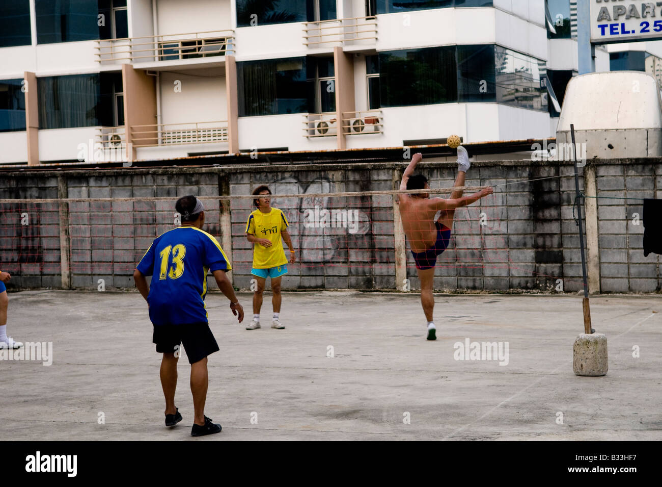 The game of sepak takraw is Thai style football Stock Photo - Alamy