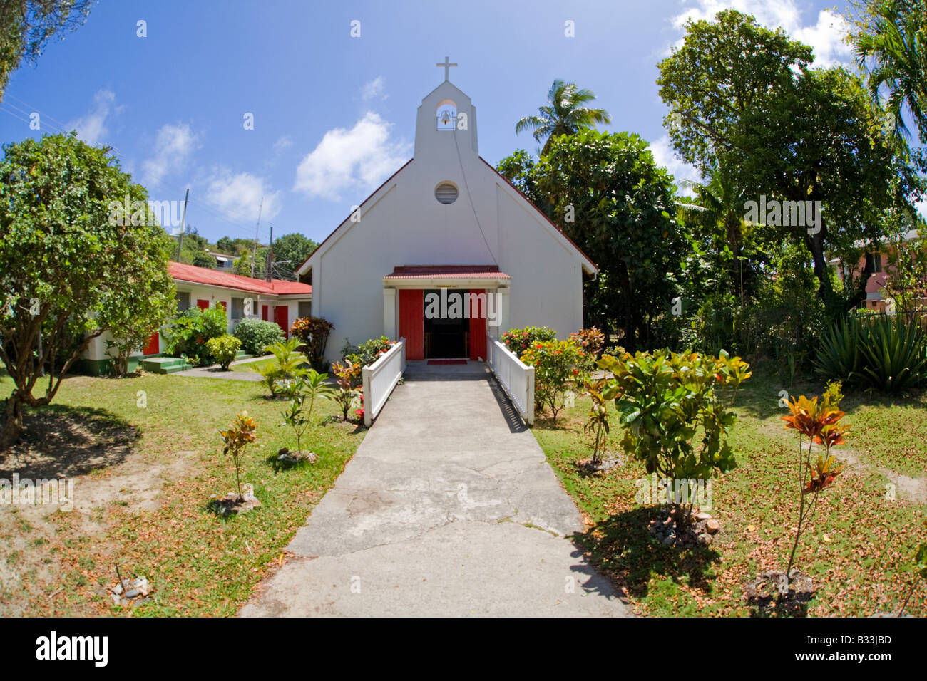 Church in Cruz Bay on the caribbean island of St John in the US Virgin ...