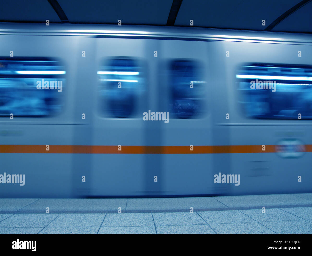 fast underground train in greece athens Stock Photo - Alamy